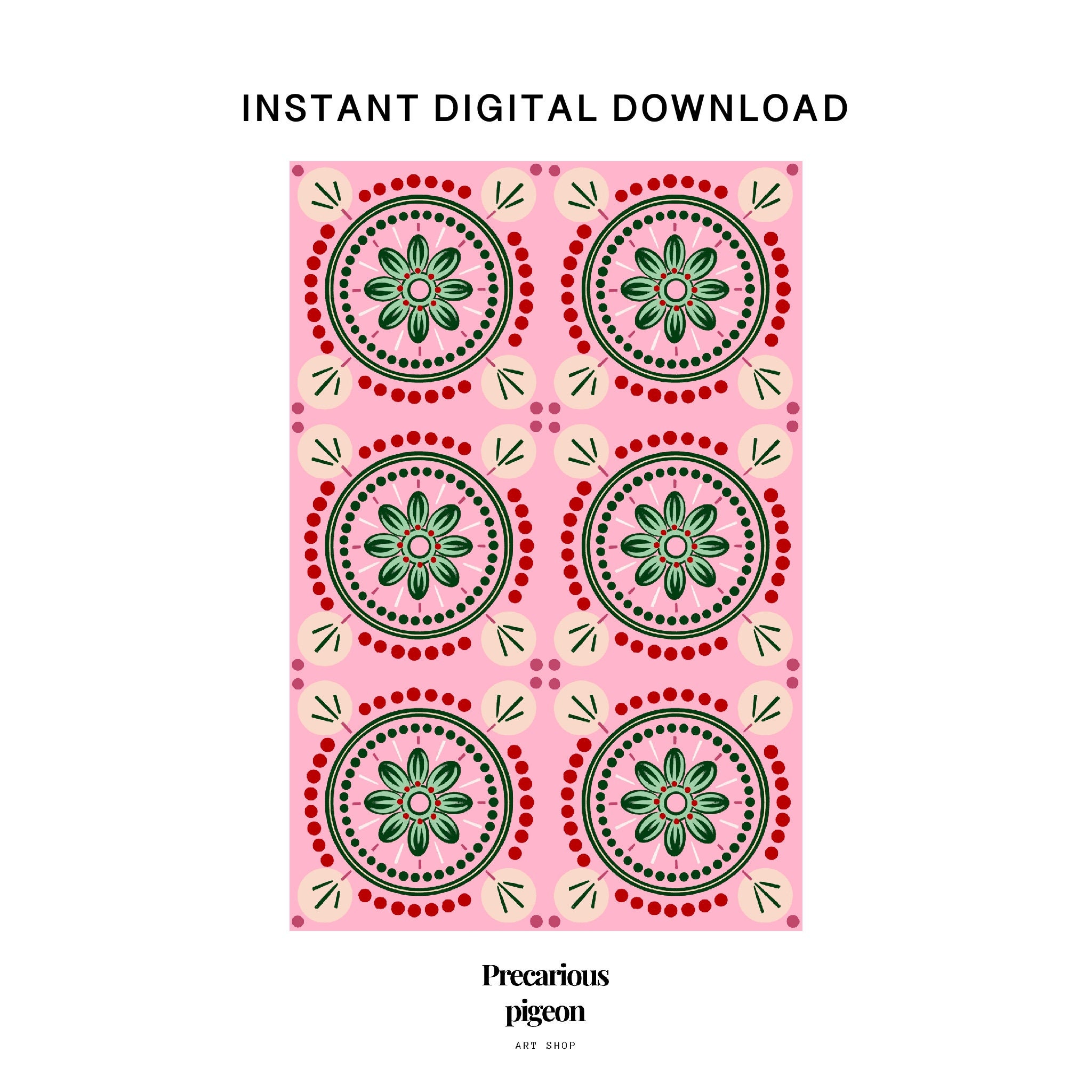 Pink Pattern Art Print, Printable Wall Art, Maximalist Decor, Fun ...