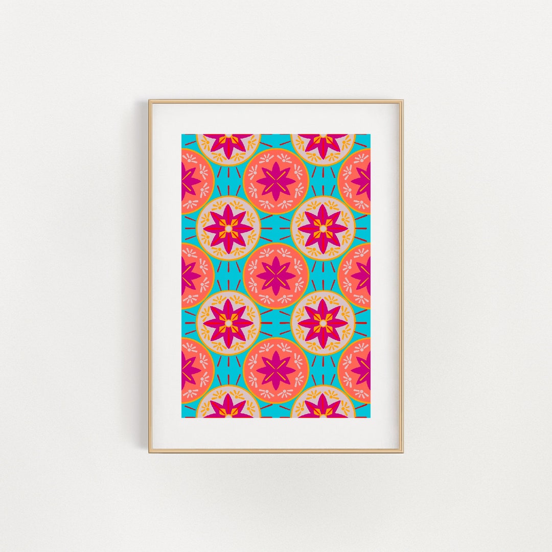 Summer Pattern Art Print, Printable Wall Art, Maximalist Decor, Fun ...