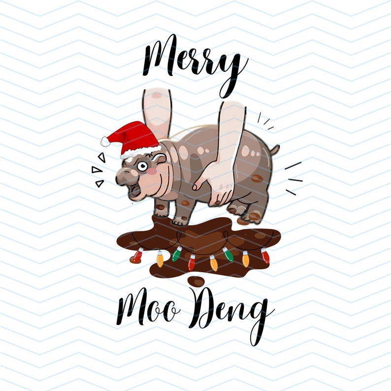 2 Moo Deng Christmas PNG and SVG Layers, Cute Baby Hippo, Moo Deng ...