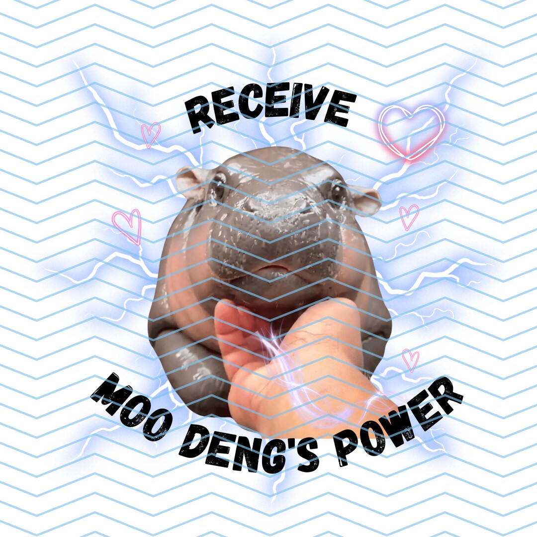 Moo Deng' Power PNG and SVG Layers, Cute Baby Hippo, Moo Deng Funny ...