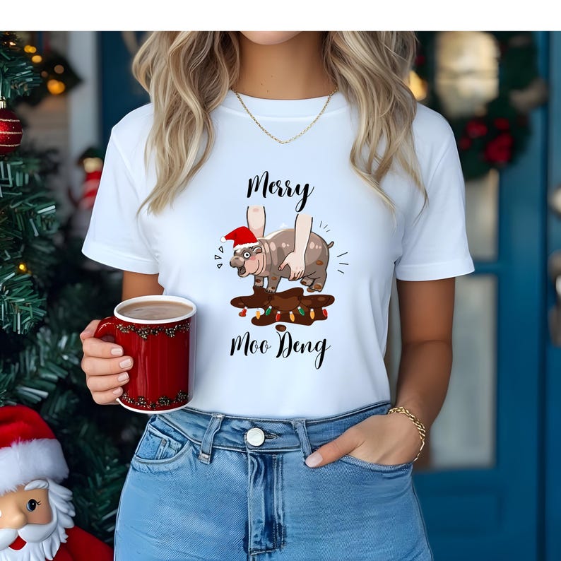 2 Moo Deng Christmas PNG and SVG Layers, Cute Baby Hippo, Moo Deng ...