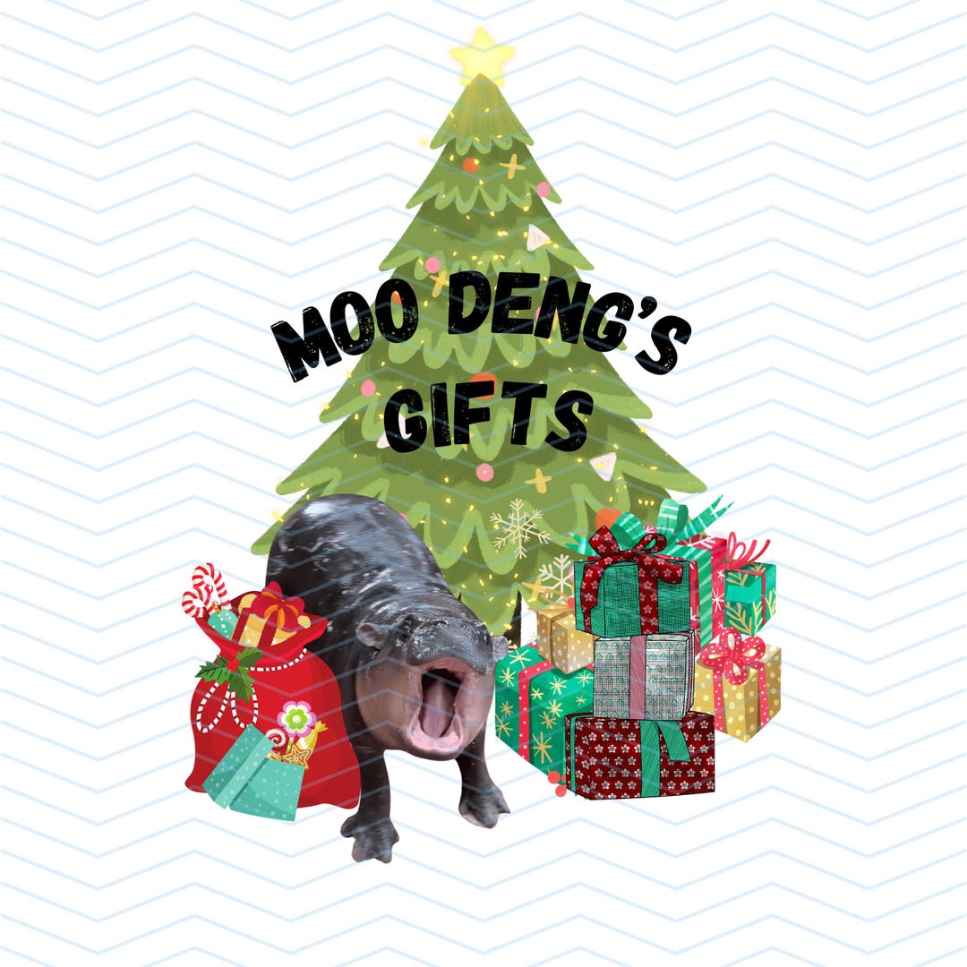 2 Moo Deng Christmas PNG and SVG Layers, Cute Baby Hippo, Moo Deng ...