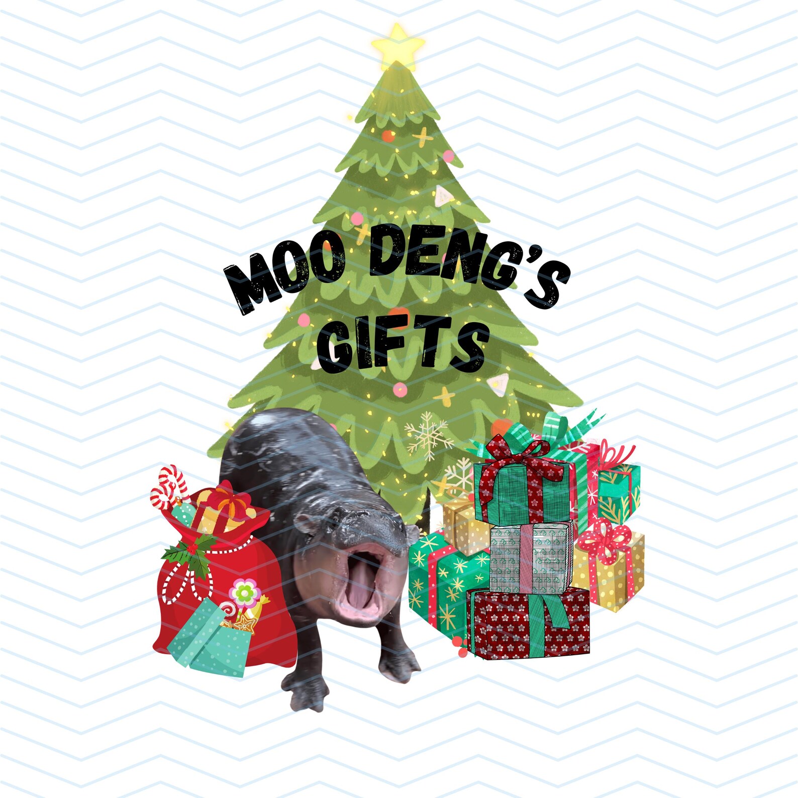 2 Moo Deng Christmas PNG and SVG Layers, Cute Baby Hippo, Moo Deng ...