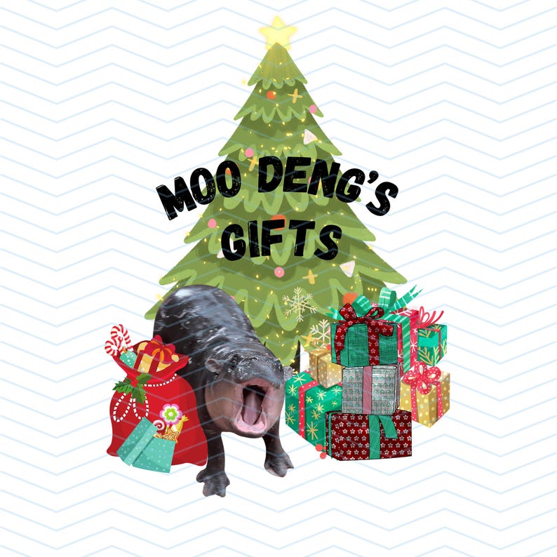 2 Moo Deng Christmas PNG and SVG Layers, Cute Baby Hippo, Moo Deng ...
