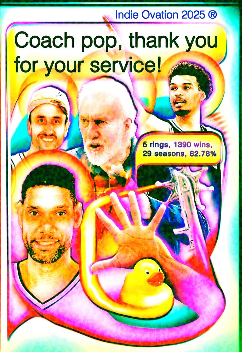 Spurs "thank You Coach Pop" Wemby Tim Duncan Tribute Poster - 13x19 ...