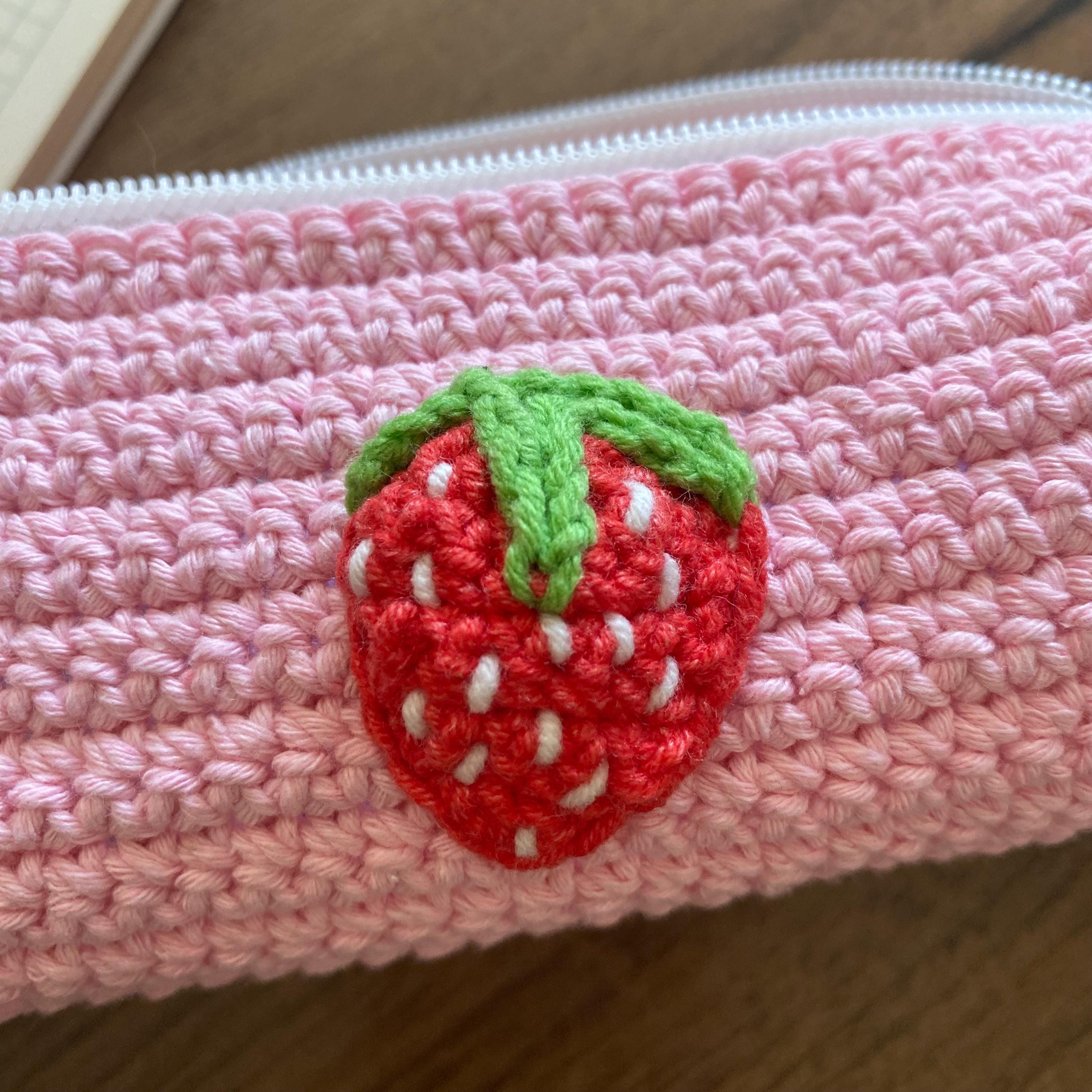 Crochet Strawberry Pencil Case: Pink Zipper Pen Pouch - Etsy