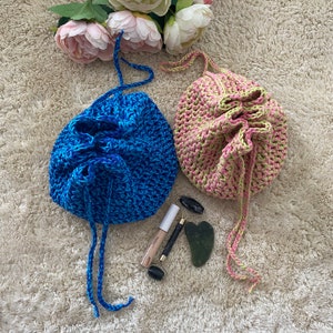 Crochet Personalized Makeup Bag: Drawstring Bucket Pouch - Etsy