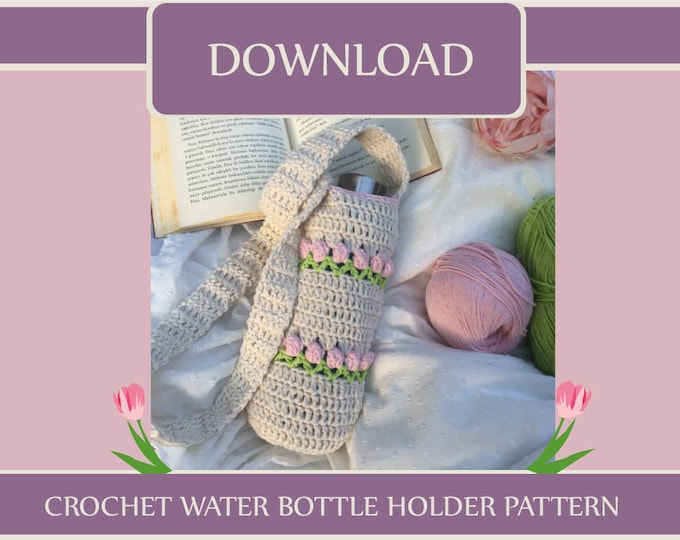 Crochet Bottle Holder Pattern, Salty Sea Waves Crochet Crossbody Water ...