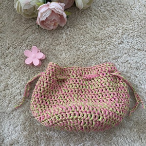 Crochet Personalized Makeup Bag: Drawstring Bucket Pouch - Etsy