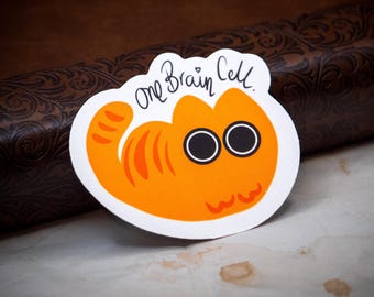 One Brain Cell - Orange Cat Vinyl Sticker - Etsy
