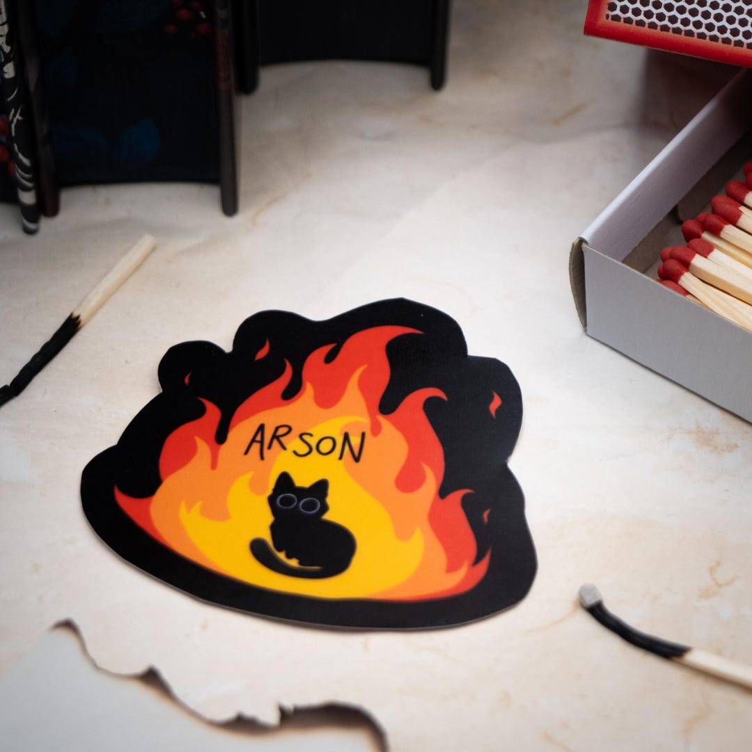 Arson Cat Vinyl Sticker - Etsy