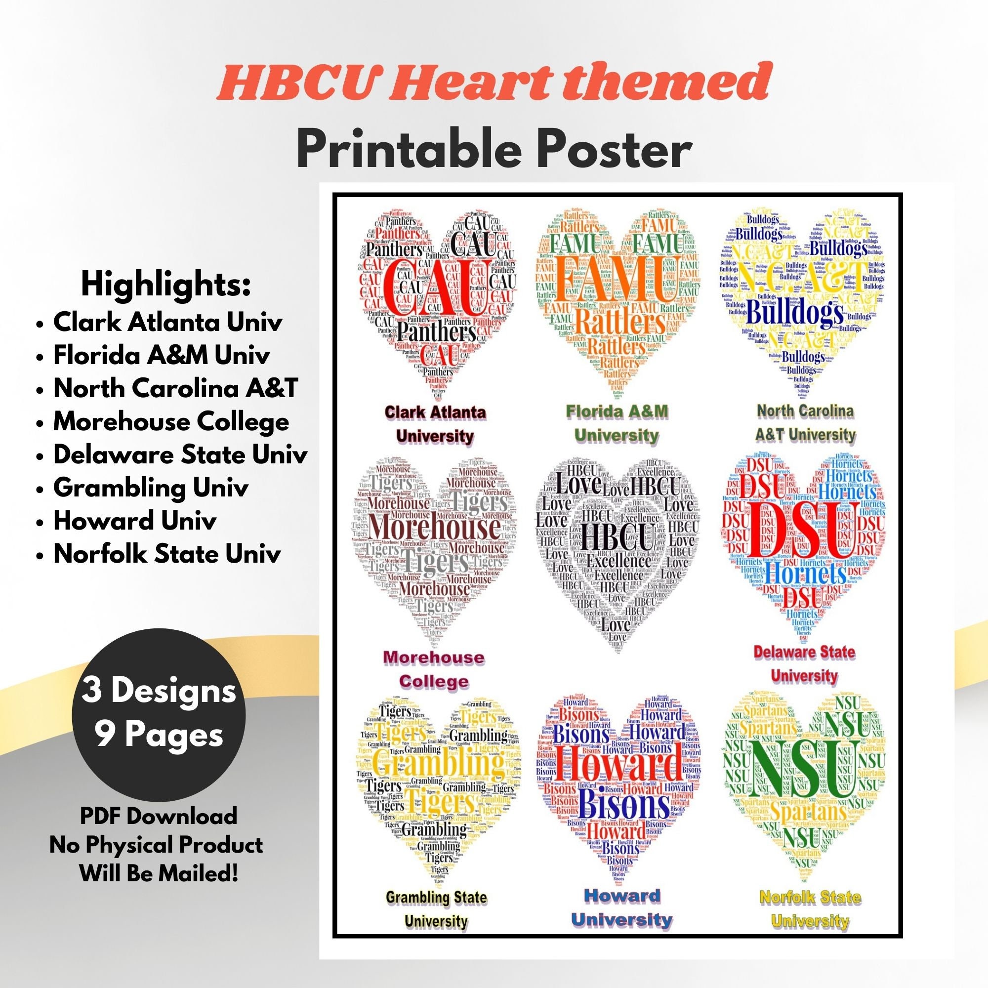 HBCU Word Cloud Poster, African American Wall Art, College Posters ...