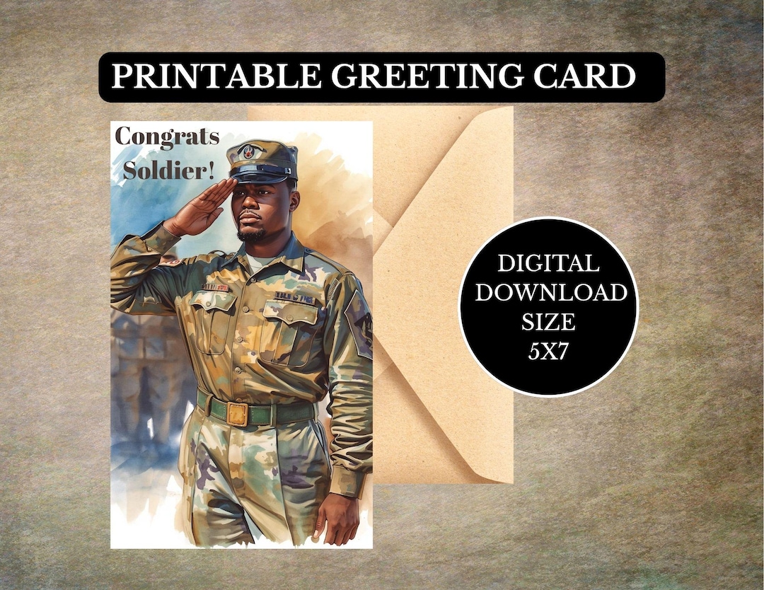 Black Soldier Congratulations Card: African American Military Salute ...