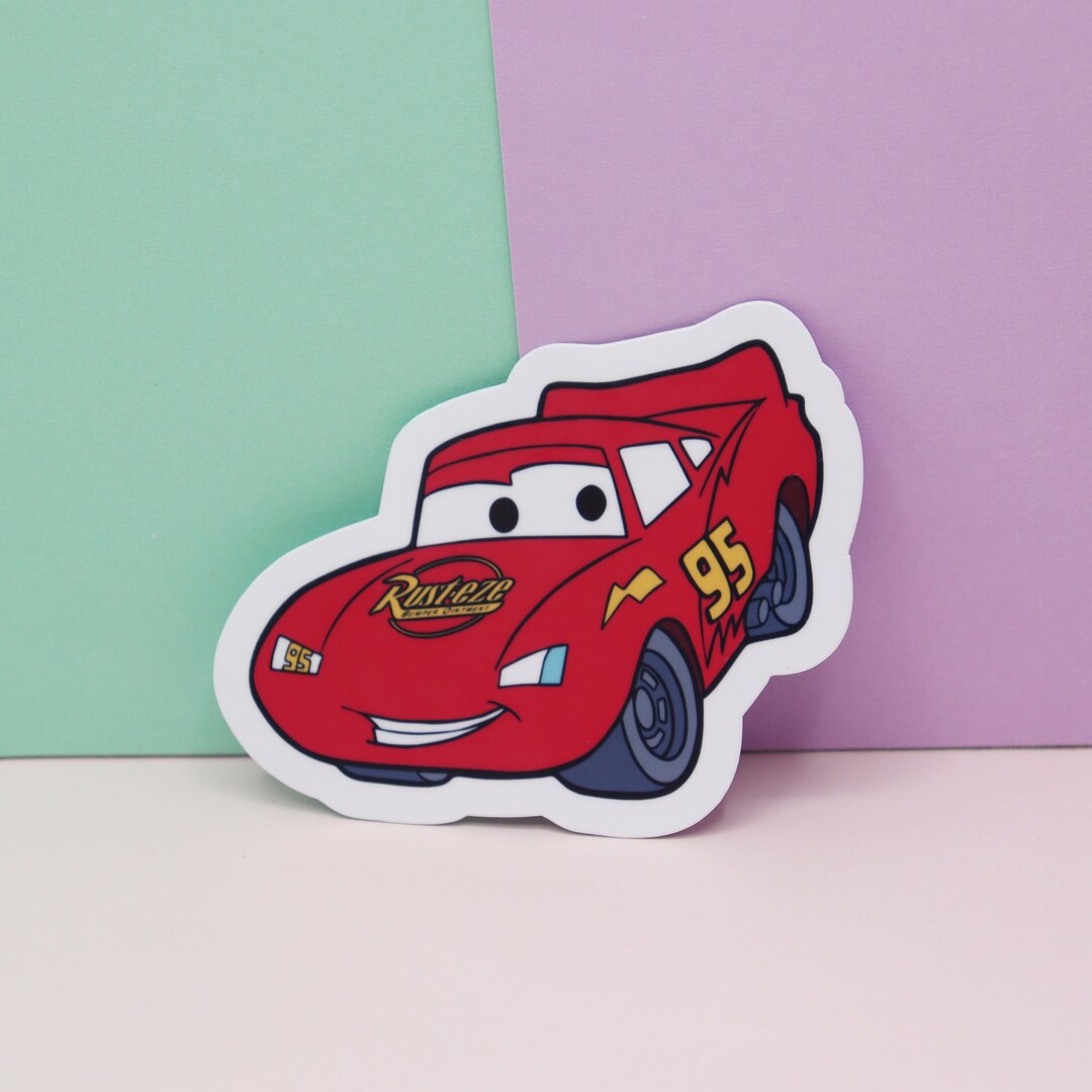 Red Car Mcqueen Sticker, Lightning Mcqueen Sticker, Race Car Sticker ...