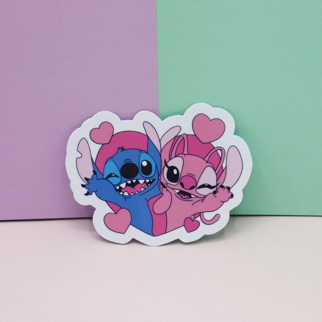 Stitch and Angel Love Sticker, Stitch Sticker, Angel Sticker, Aesthetic ...