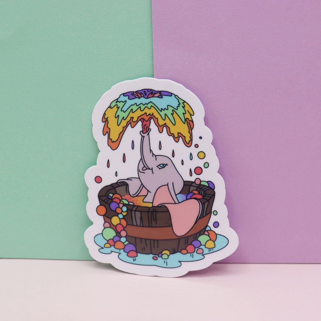 Dumbo Rainbow Bath Sticker, Dumbo Sticker, Elephant Sticker, Vinyl ...
