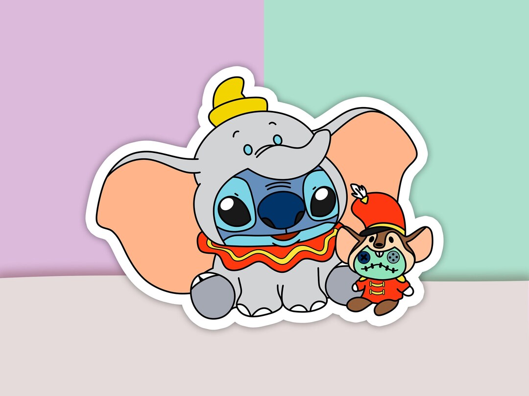 Dumbo Stitch Sticker, Lilo and Stitch Sticker, Blue Alien Sticker ...