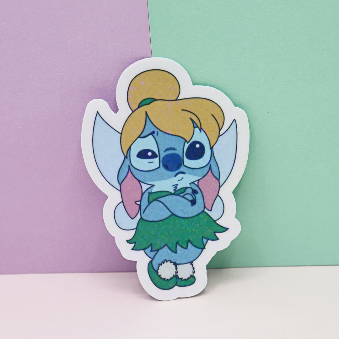 Tinkerbell Stitch Sparkle Sticker, Fairy Sticker, Pixie Sticker, Stitch Sticker, Vinyl Sticker ...