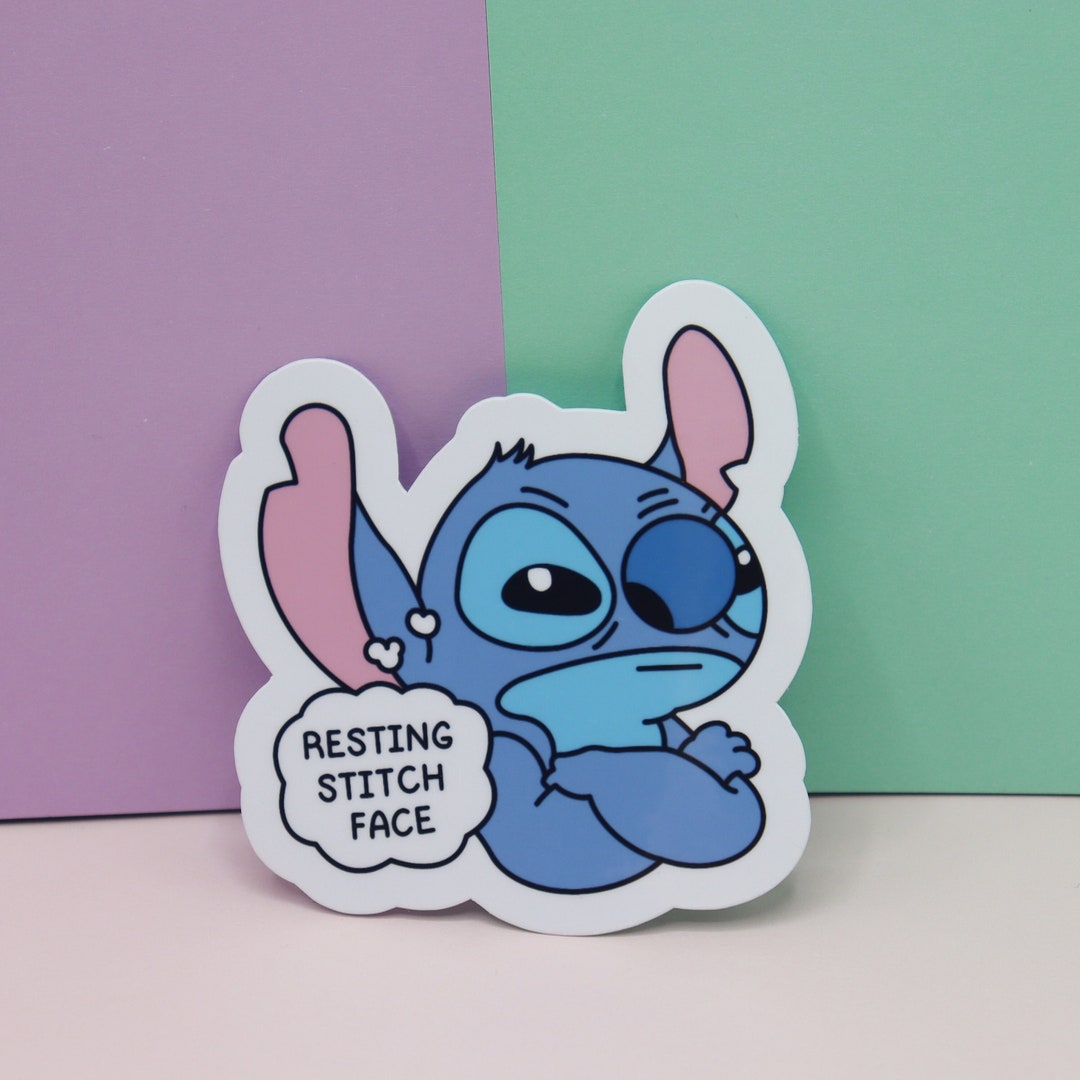 Resting Stitch Face Sticker, Stitch Sticker, Blue Alien Sticker, Lilo ...