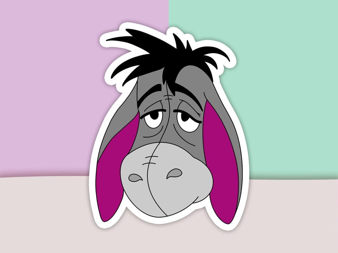 Eeyore Face Sticker, Winnie the Pooh Sticker, Donkey Sticker, Vinyl ...