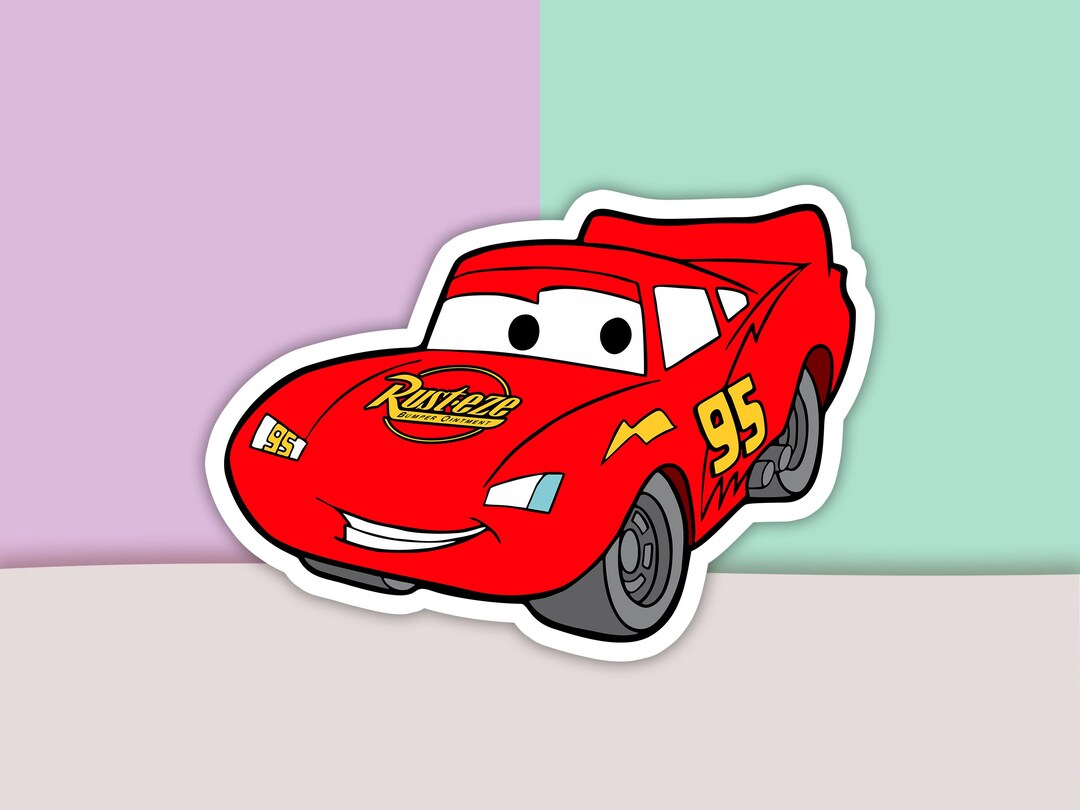 Red Car Mcqueen Sticker, Lightning Mcqueen Sticker, Race Car Sticker ...
