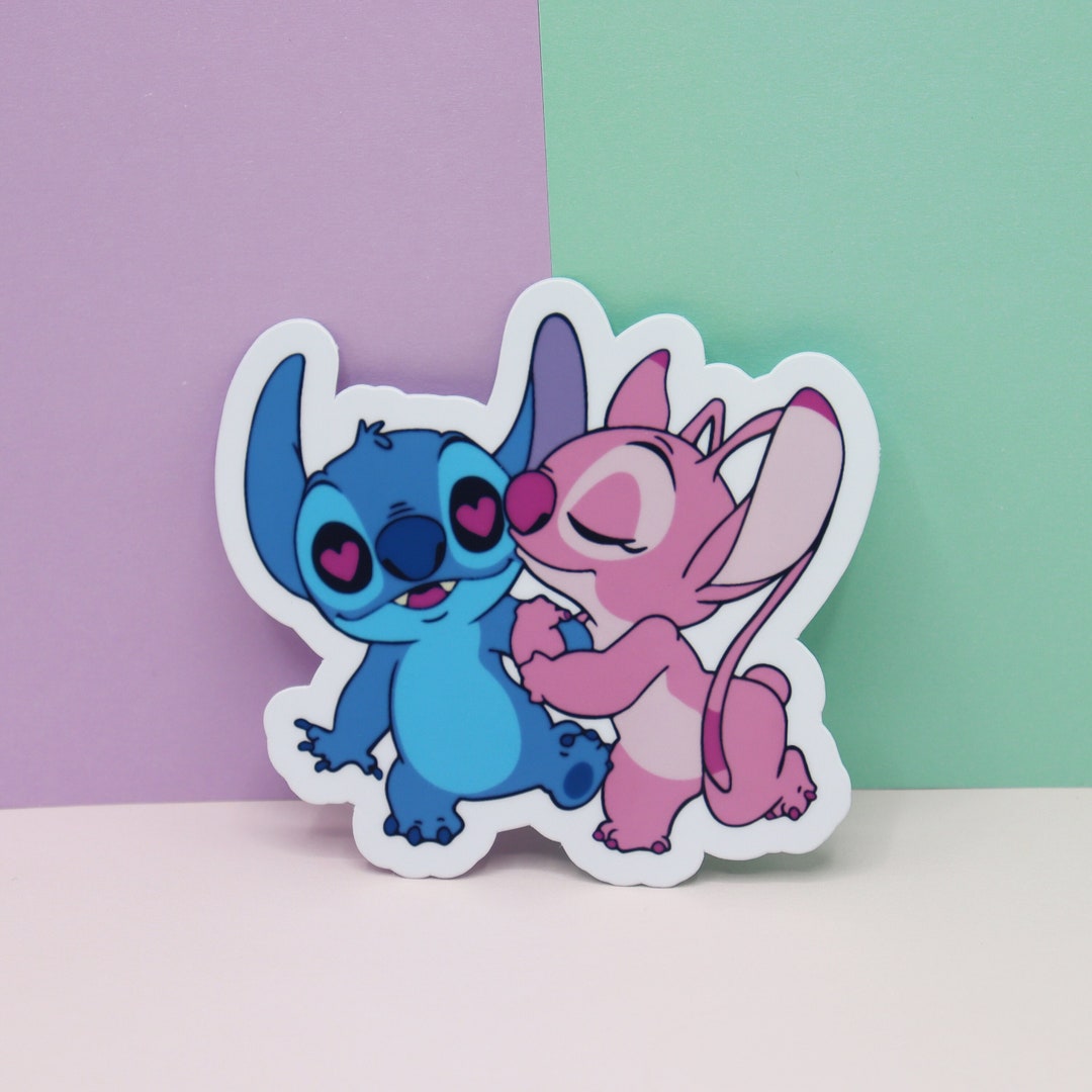 Stitch and Angel Kiss Sticker, Stitch Sticker, Love Sticker, Angel ...