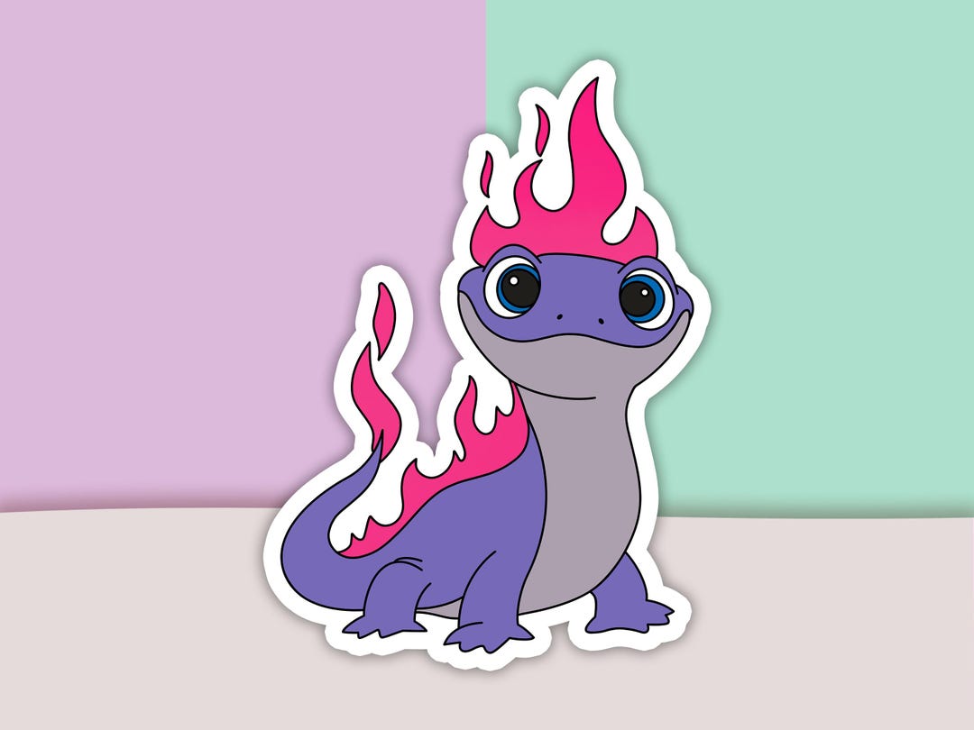 Purple Fire Bruni the Lizard Sticker, Frozen Sticker, Lizard Sticker ...