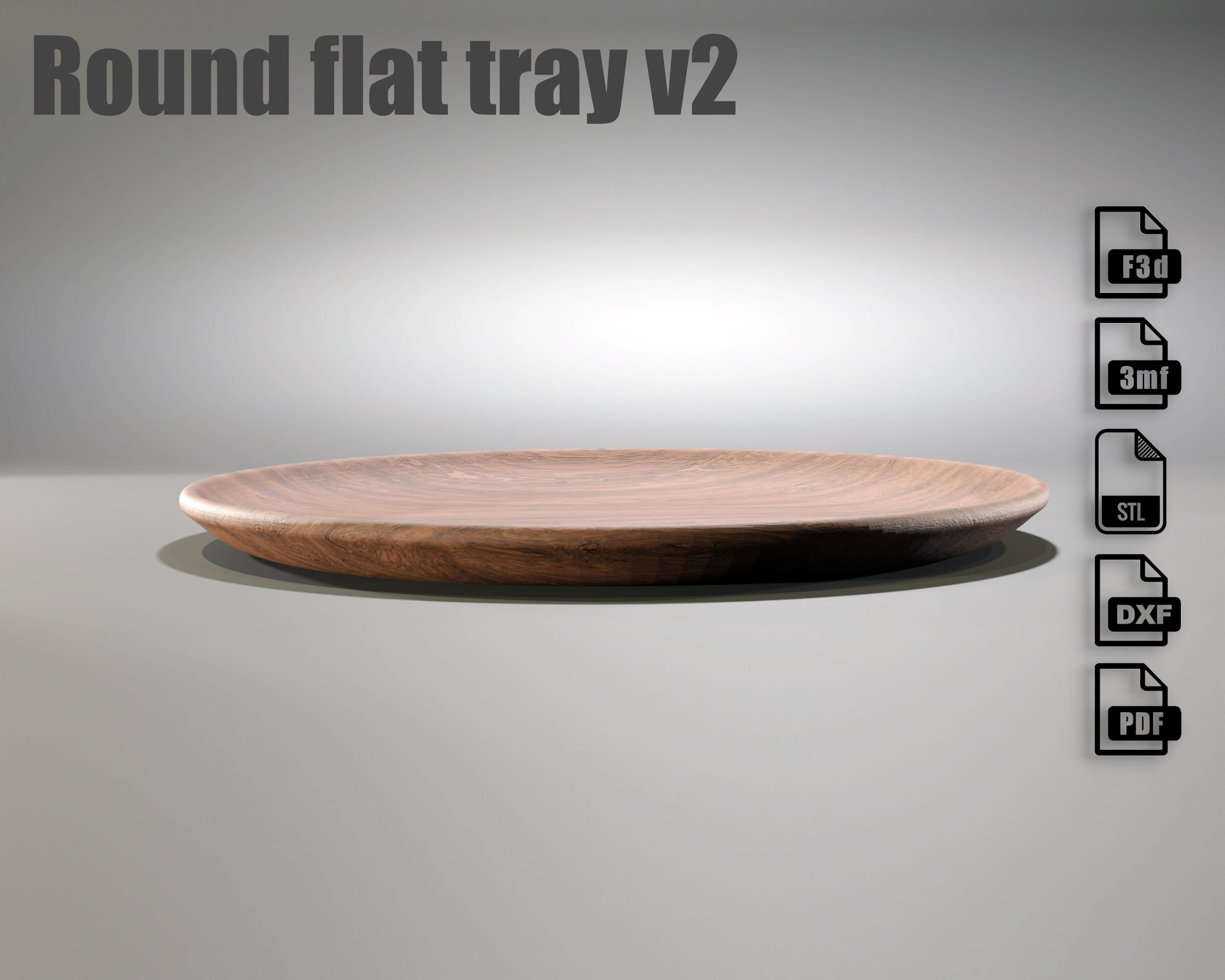 Round Flat Tray CNC Files for Wood Routers fusion 360, 3mf, Stl 3d ...