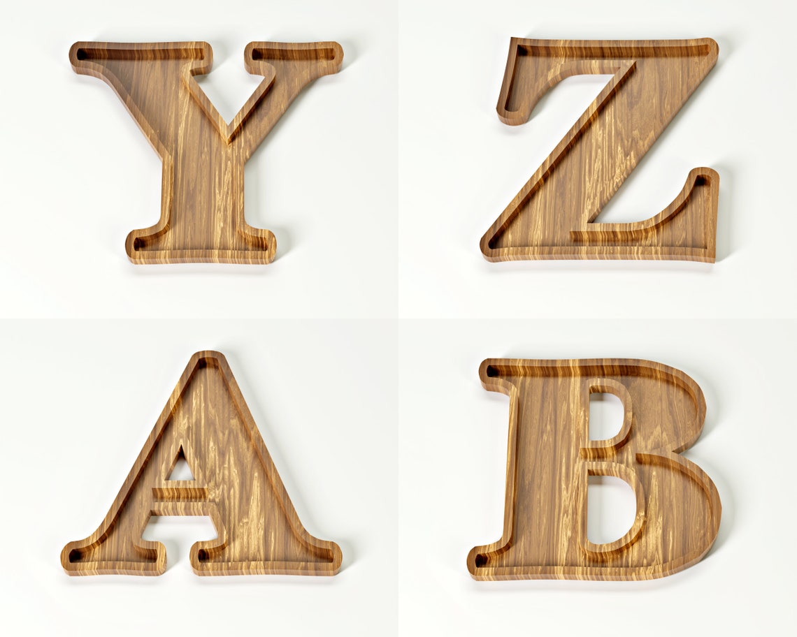 Alphabet CNC Tray Files - 28 Character Font Boards Set - CNC Files for ...