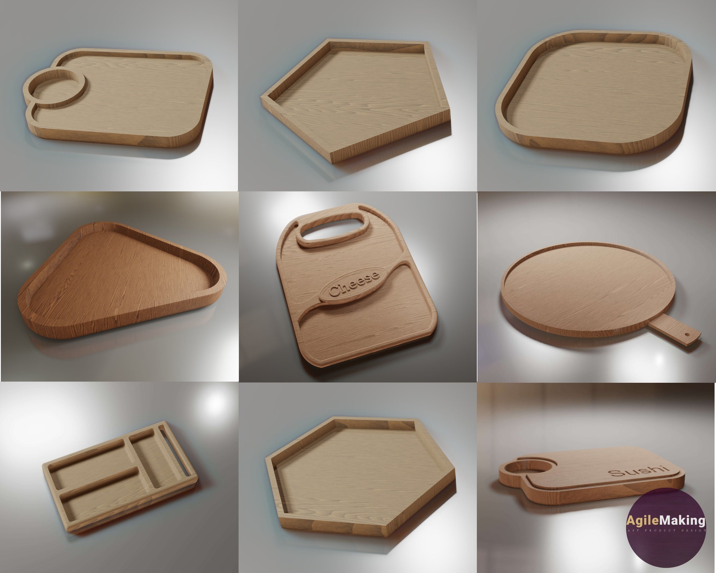 9x Trays Design Files for CNC CNC Files for Wood Cnc Files for Routers ...