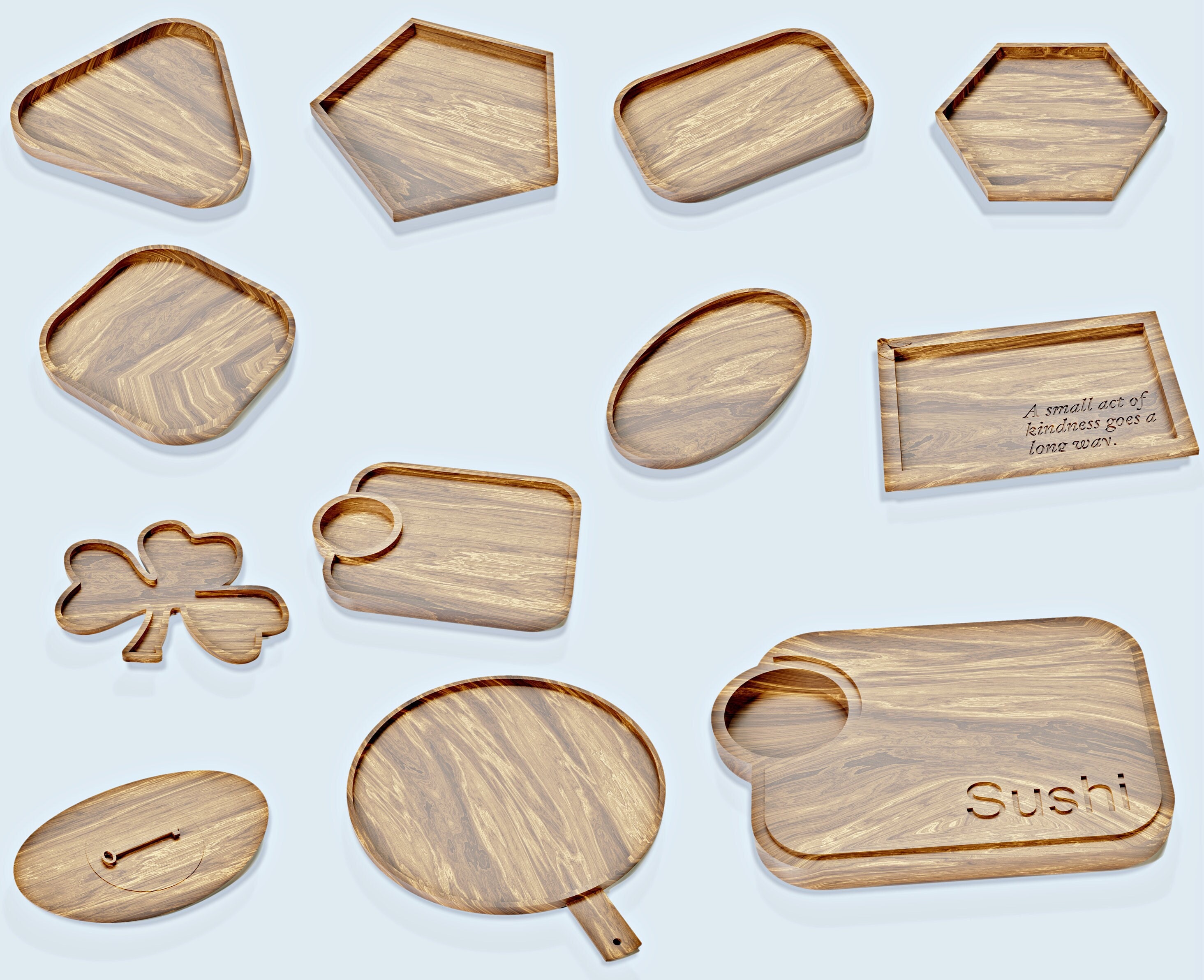 CNC Files Pack – 32 Tray, Board & Bowl Designs | STL + Fusion 360 Files ...