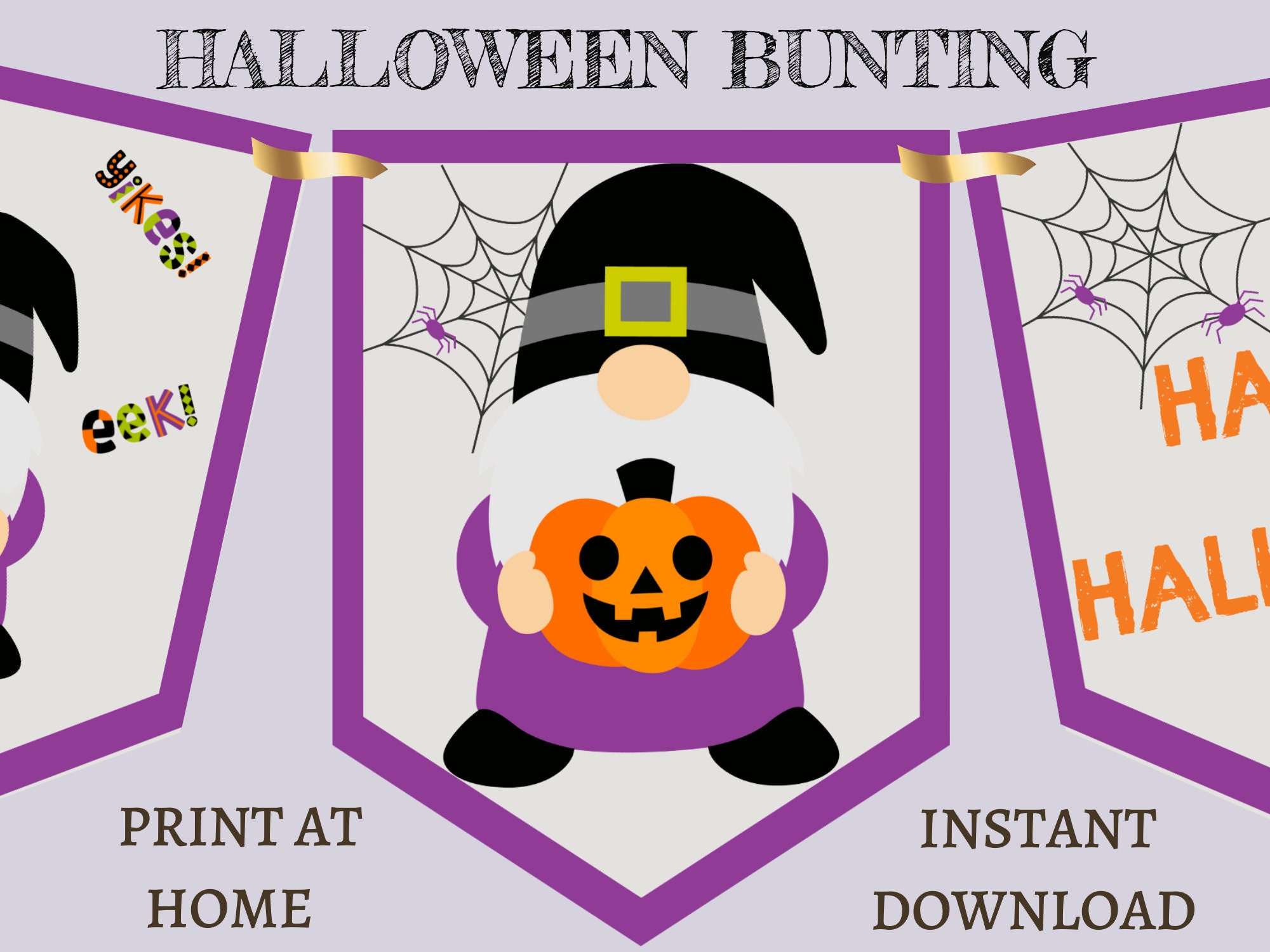 Happy Halloween Gnome Theme PRINTABLE Banner/ Print at Home Halloween ...