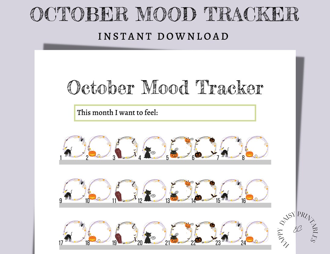 Mood Tracker for October With Halloween Theme/ Printable Daily Mood ...