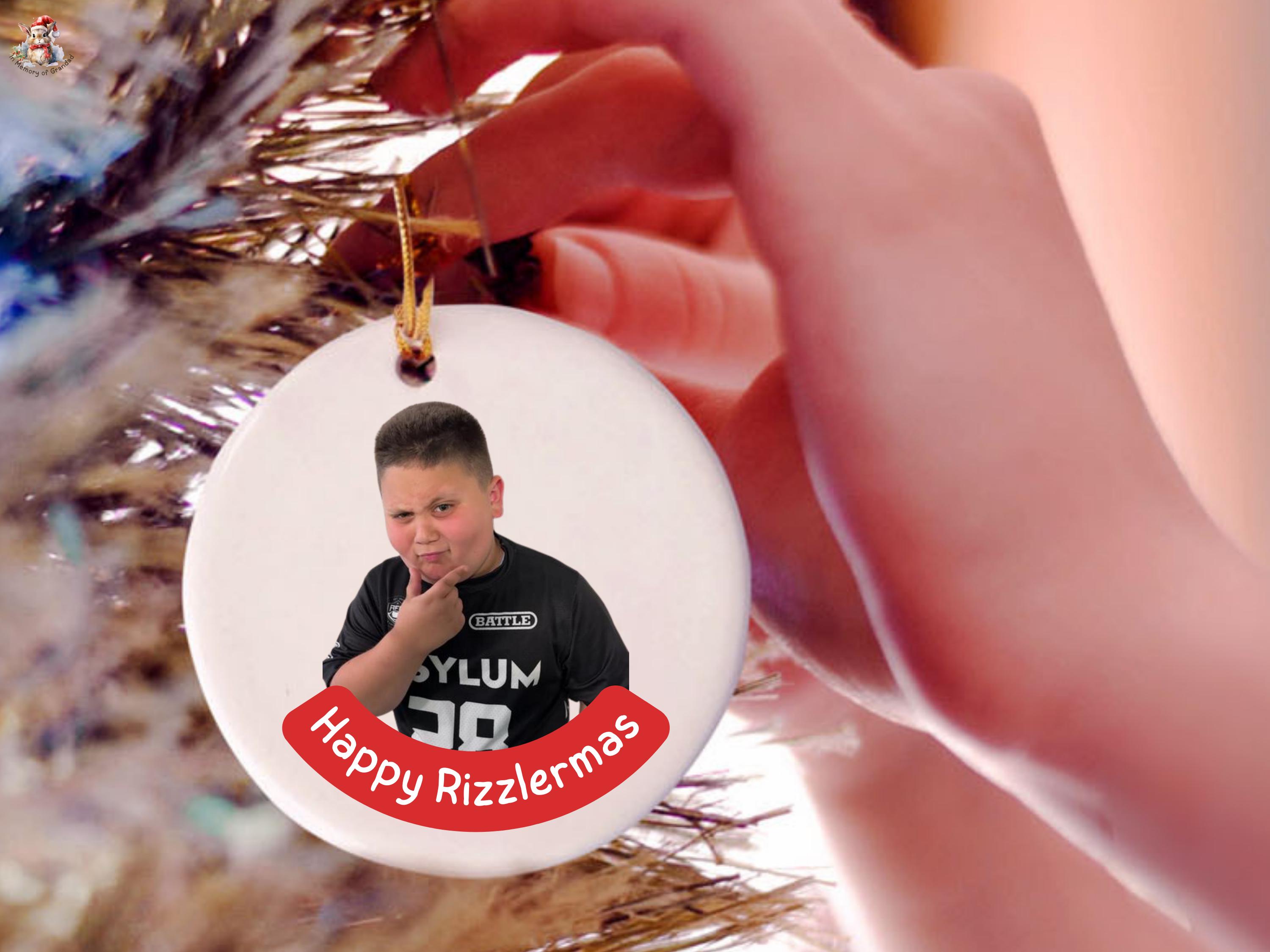 THE RIZZLER KID Christmas Ornament - Funny Meme Gift & Ugly Decoration ...