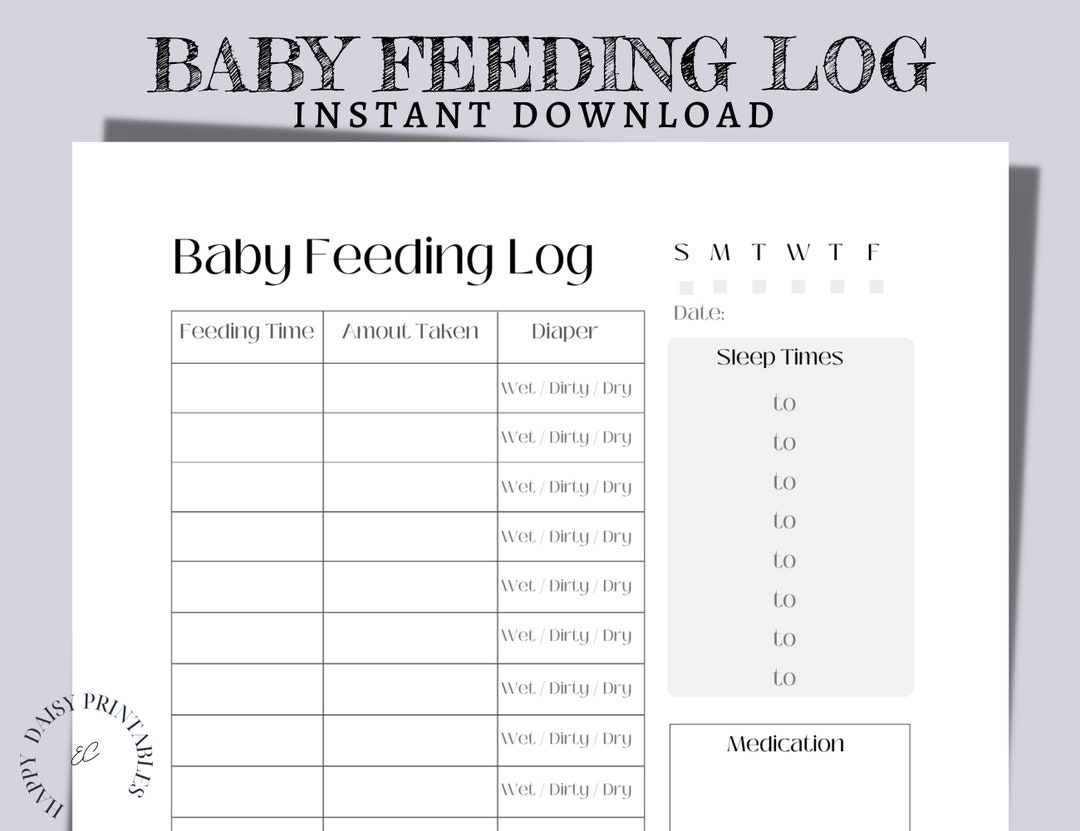 Baby Feeding Tracker / Baby Feeding Log for Newborn / Printable Newborn ...