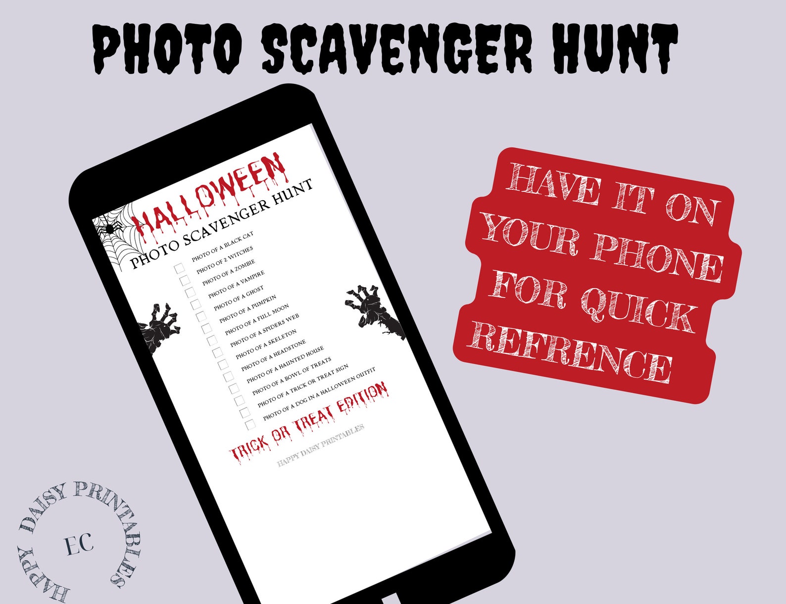 PHOTO Scavenger Hunt/halloween Printable Scavenger Hunt for Teens ...