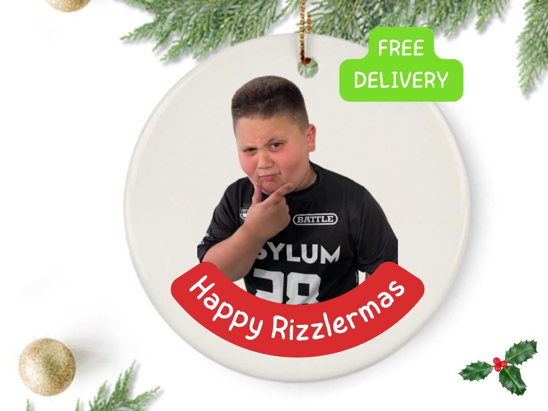 THE RIZZLER KID Christmas Ornament - Funny Meme Gift & Ugly Decoration ...