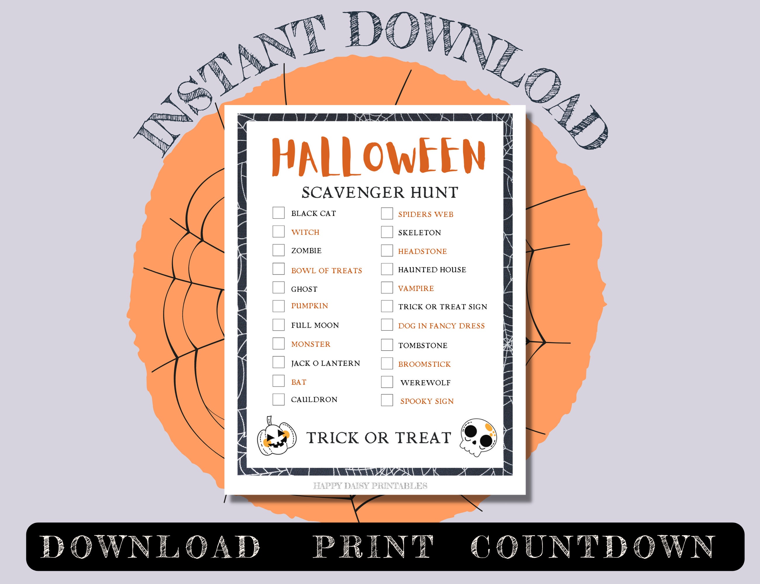 Scavenger Hunt/halloween Printable Scavenger Hunt for Teens / Halloween ...