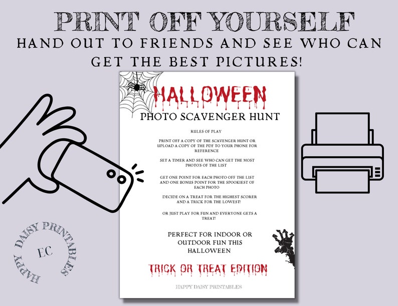 PHOTO Scavenger Hunt/halloween Printable Scavenger Hunt for - Etsy