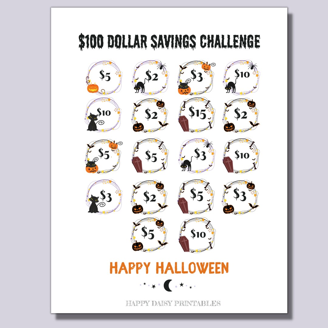 Halloween Savings Challenge/ Spooky Savings Challenge/ Printable 100 ...