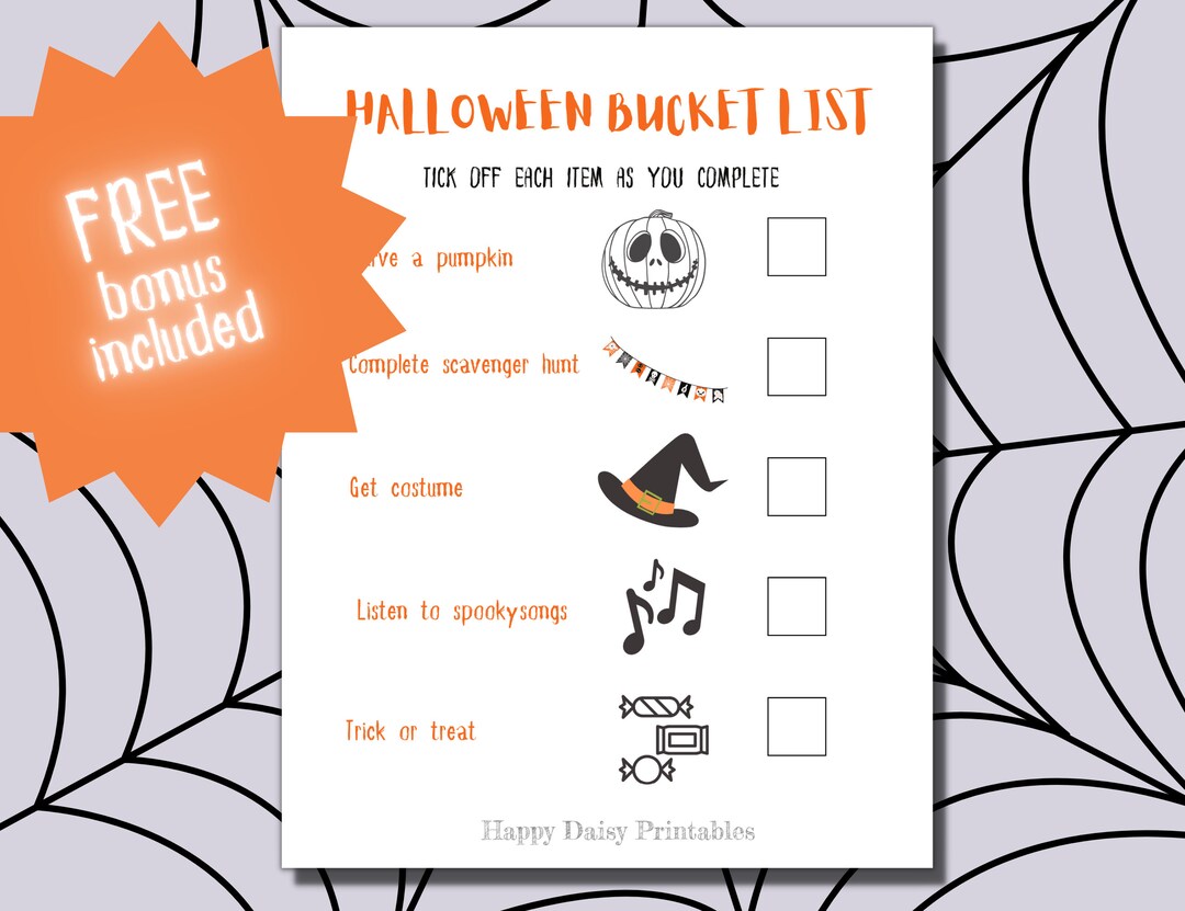 HALLOWEEN Bucket List/ PRINTABLE Bucket List for Halloween and FREE ...