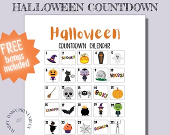 Printable Halloween Countdown Calendar - Etsy