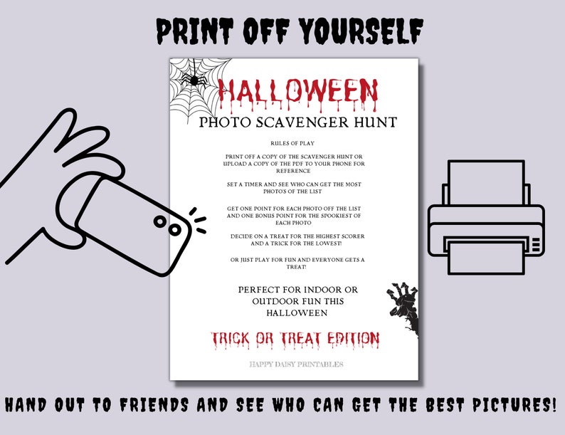 PHOTO Scavenger Hunt/halloween Printable Scavenger Hunt for Teens ...
