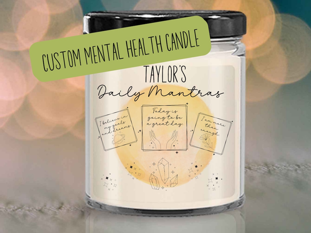 Positive Affirmation Candle, Personalized Mental Health Daily Reminders, Daily Mantra's ...