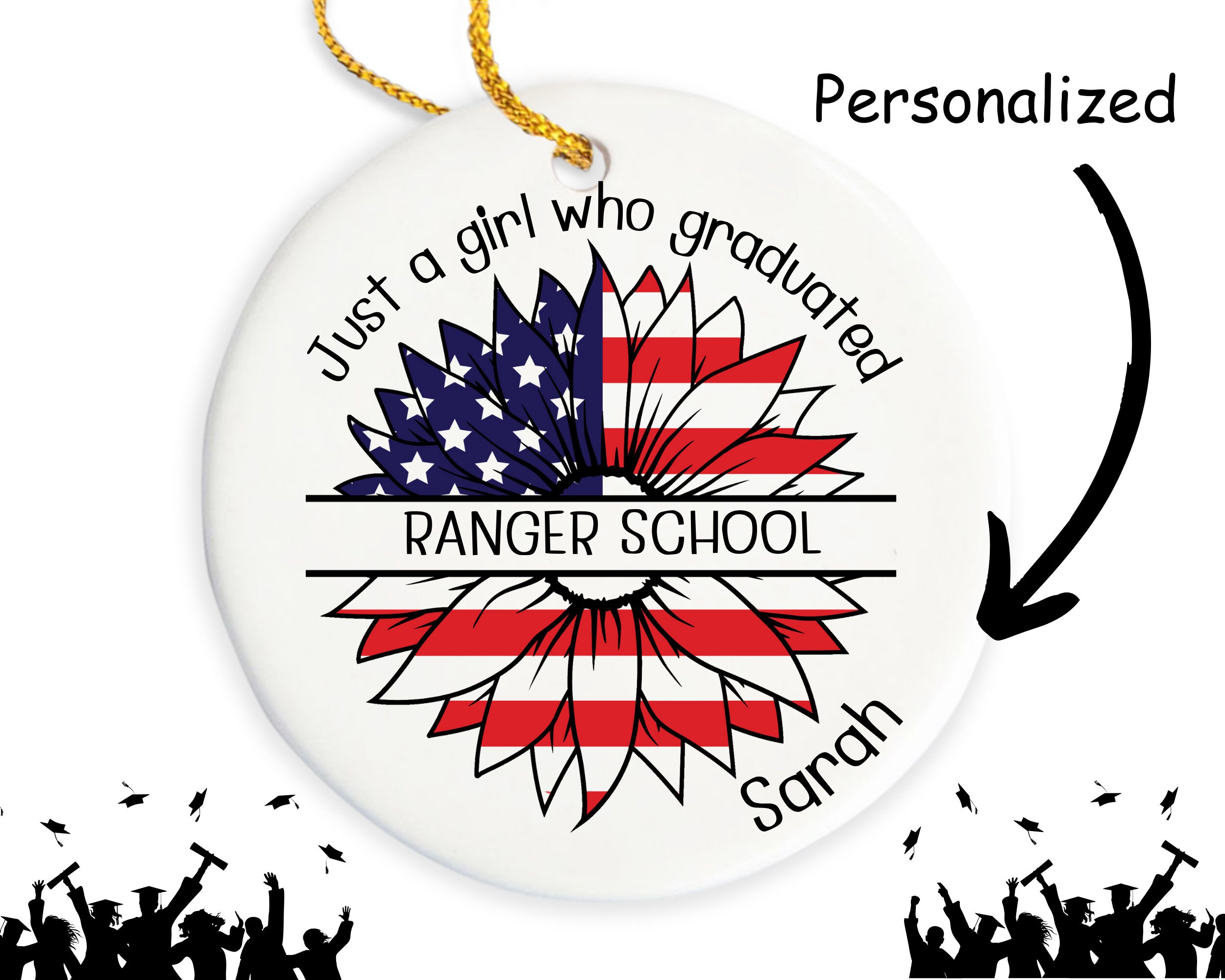 Airborne School Graduation Gift, American Flag Patriotic Sunflower ...