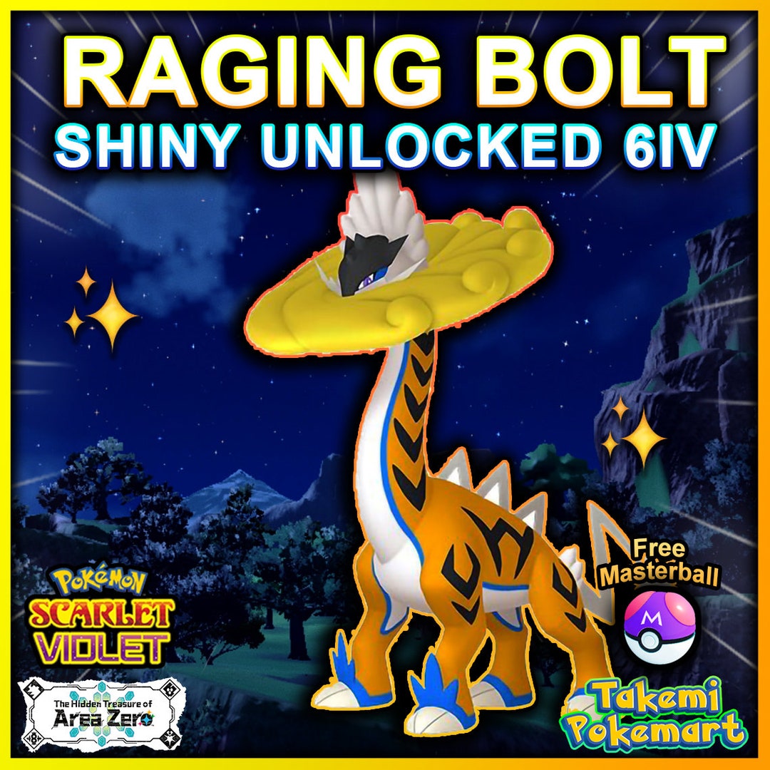 RAGING BOLT Shiny 6IV RARE Exclusive Pokemon Scarlet & - Etsy