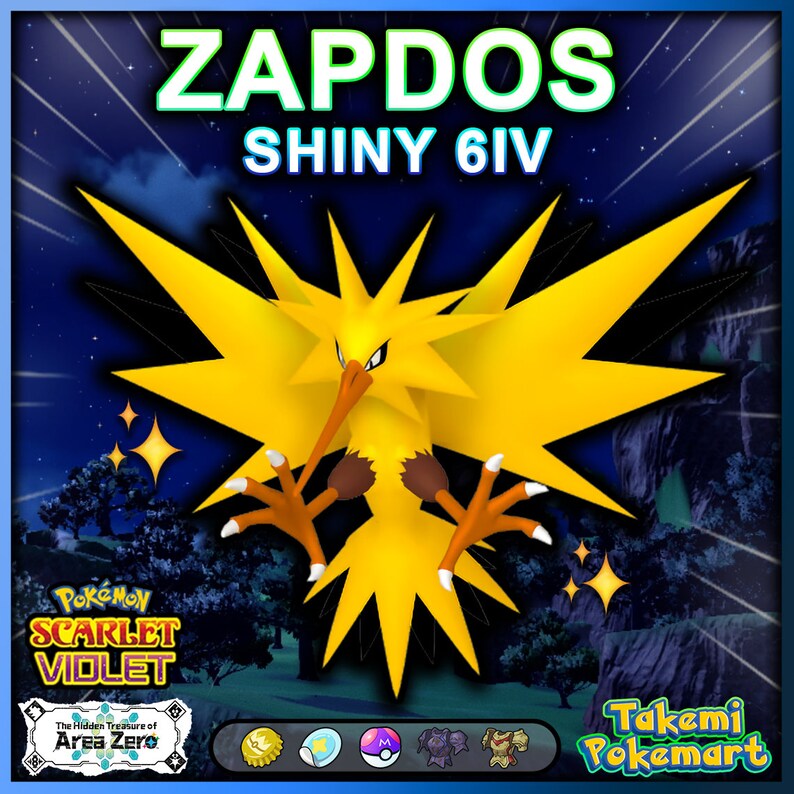 Zapdos Kanto Shiny 6IV // Pokemon Scarlet & Violet // EV - Etsy