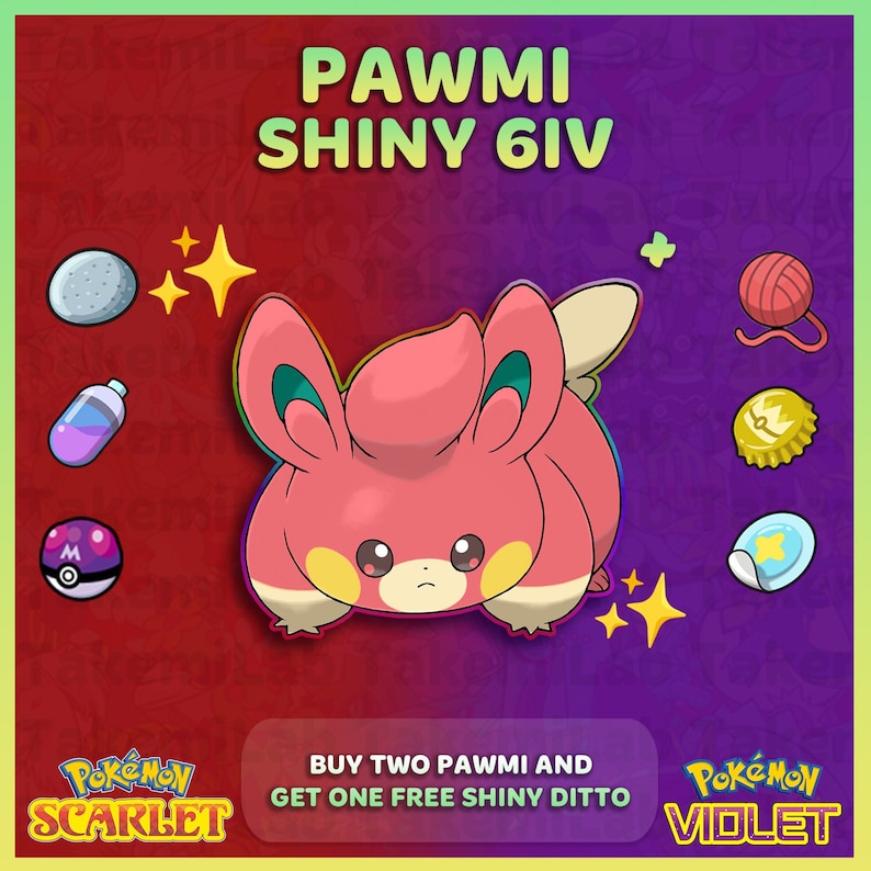PAWMI SHINY 6IV Any Item Ready for Competitive Battle - Etsy