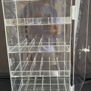 Acrylic Clear Shelving Display Rack With Lockable Door- 18"h X 9.5"w X ...
