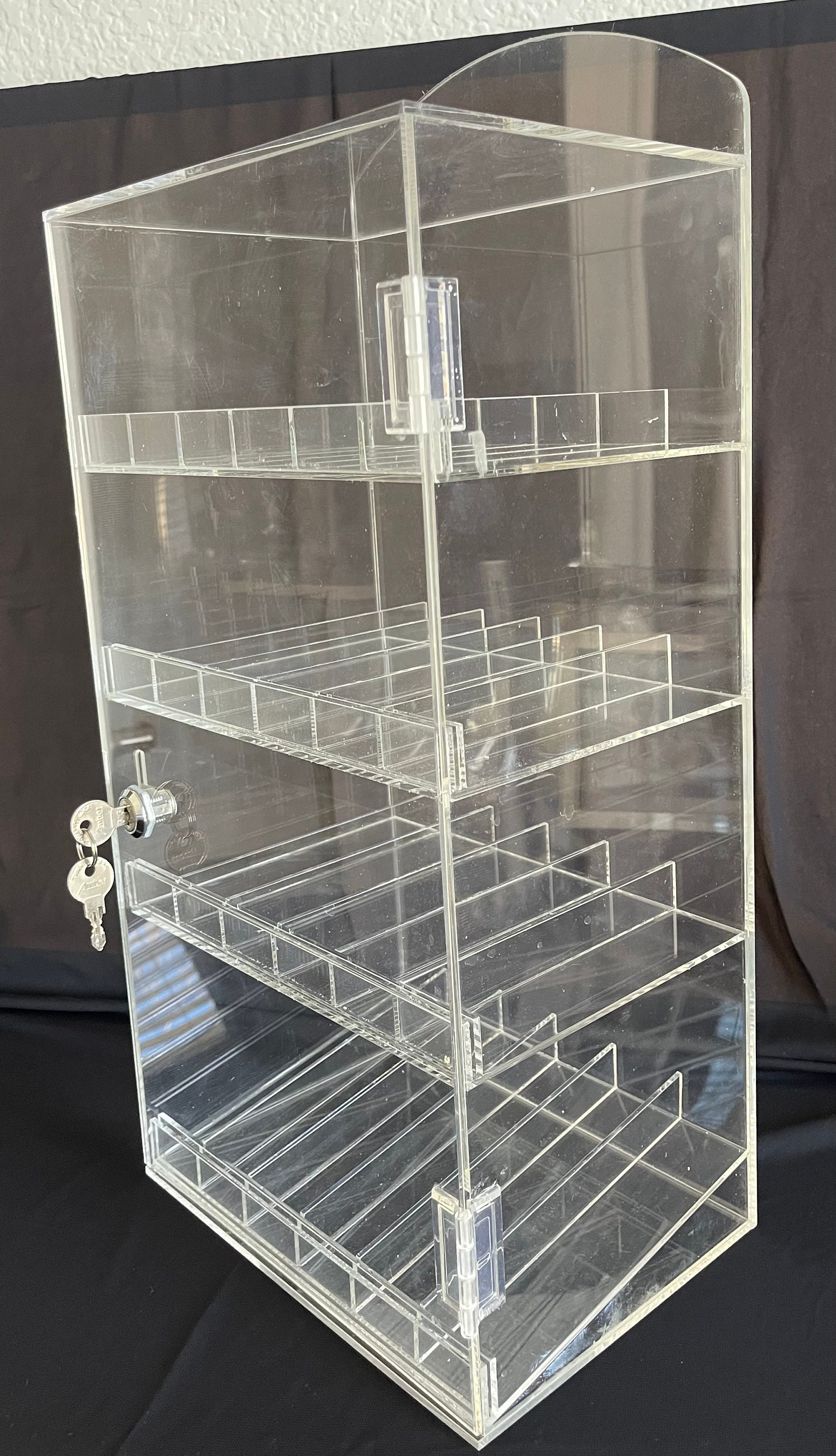 Acrylic Clear Shelving Display Rack With Lockable Door- 18"h X 9.5"w X ...